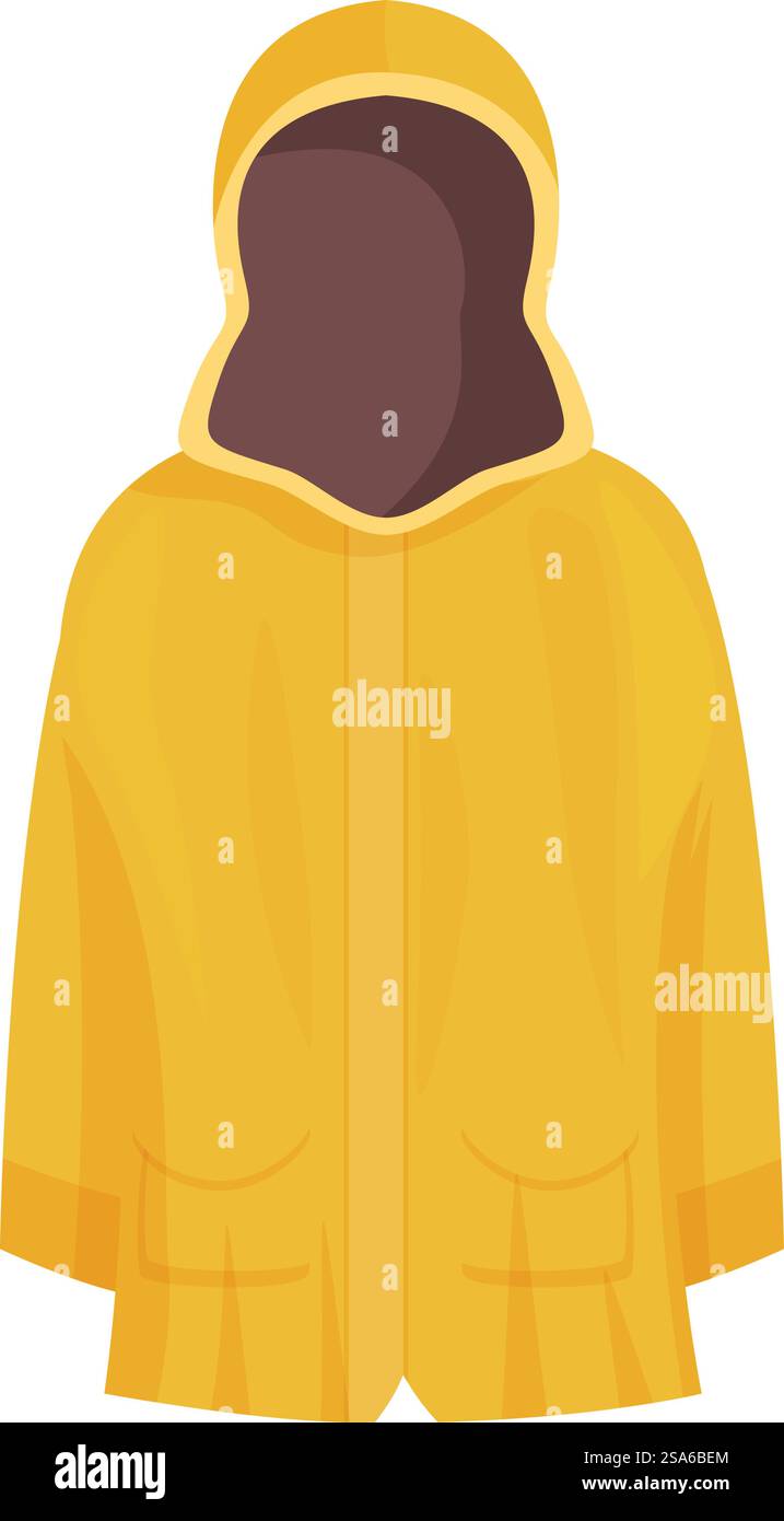 Waterproof yellow raincoat protecting from cold and rain, isolated on ...