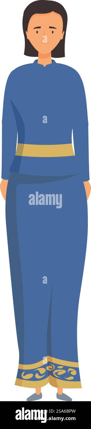 Woman is standing in a blue deel, a traditional mongolian robe. Woman ...