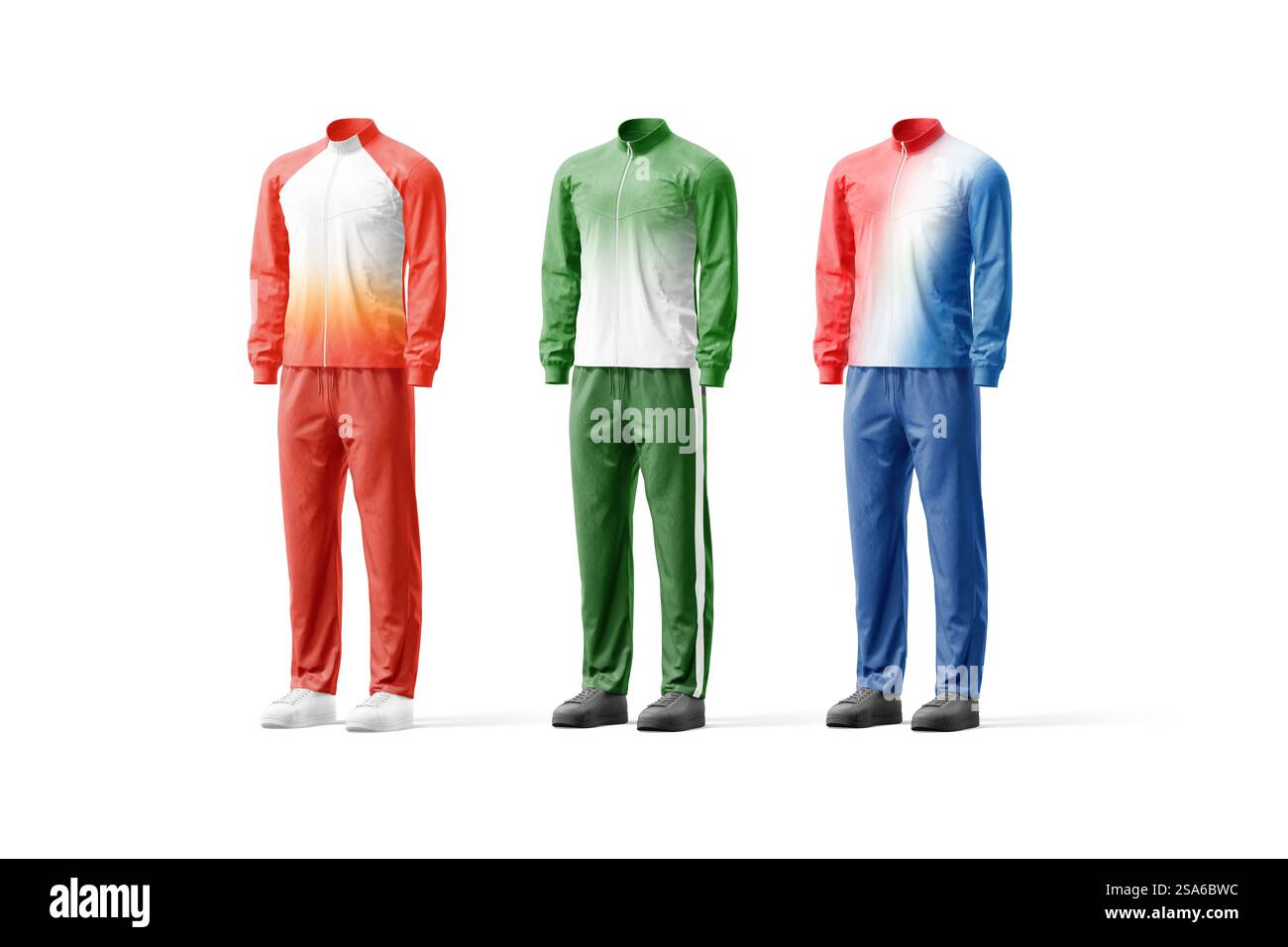 Blank colored sport team uniform mockup, side view, 3d rendering. Empty ...