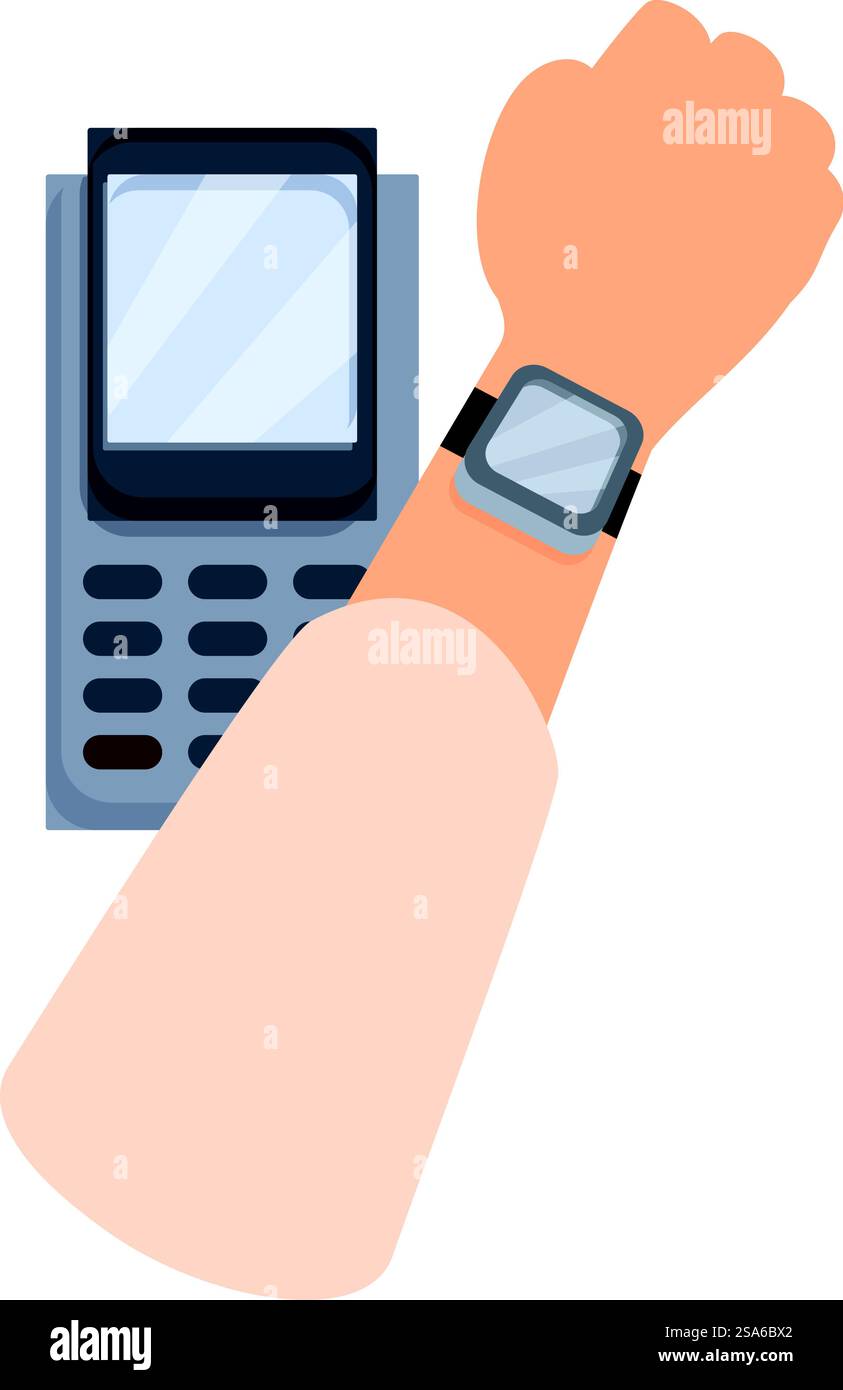 Customer is paying for a purchase using a smartwatch with nfc ...