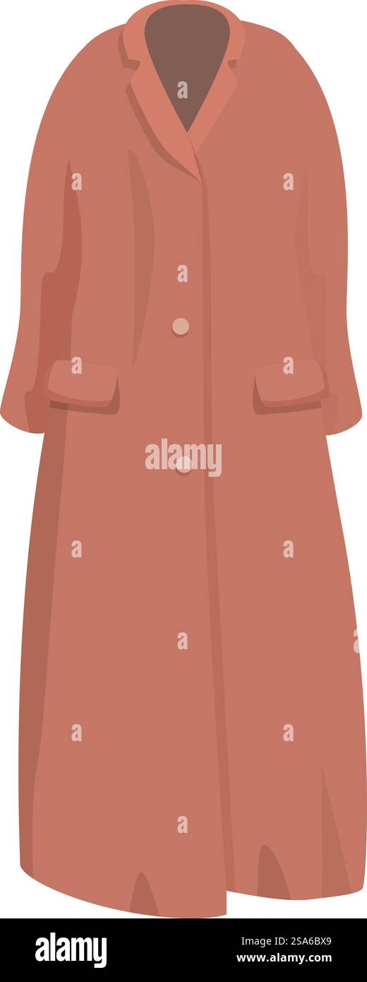 Long brown coat with buttons, pockets and collar, warm clothes for cold ...