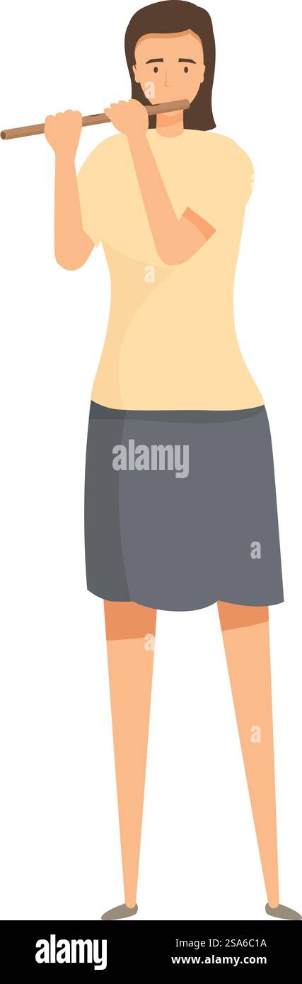 Woman standing playing flute Stock Vector Images - Alamy