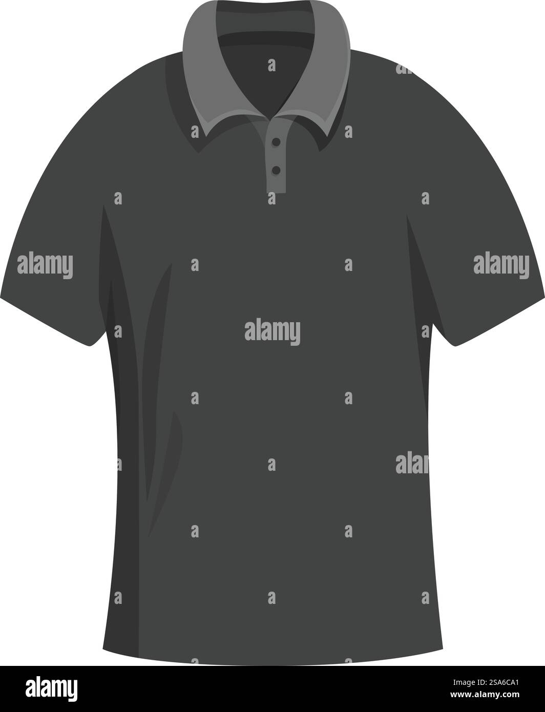 Black polo shirt with buttons showing uniform on white background ...
