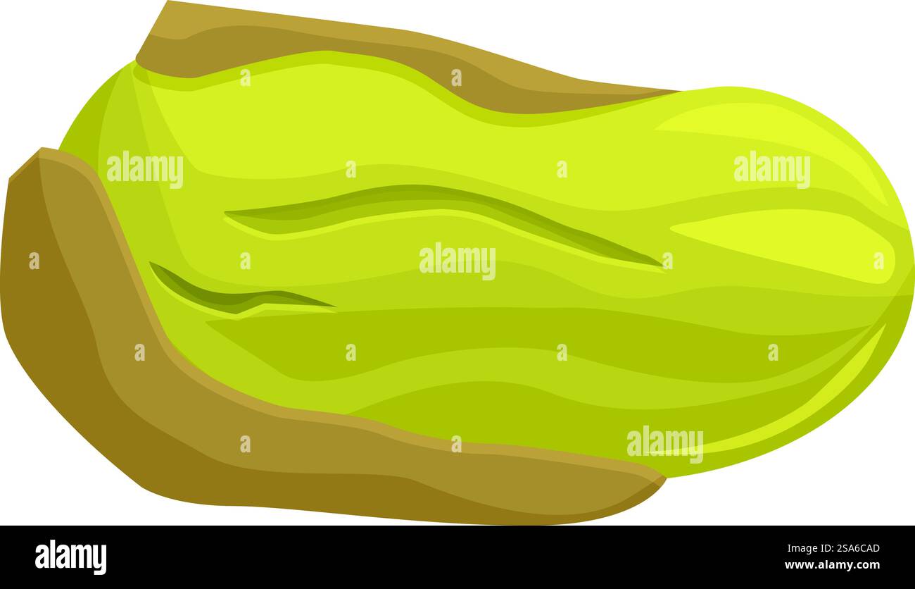 Pistachio nut with open shell lying horizontally isolated on white ...