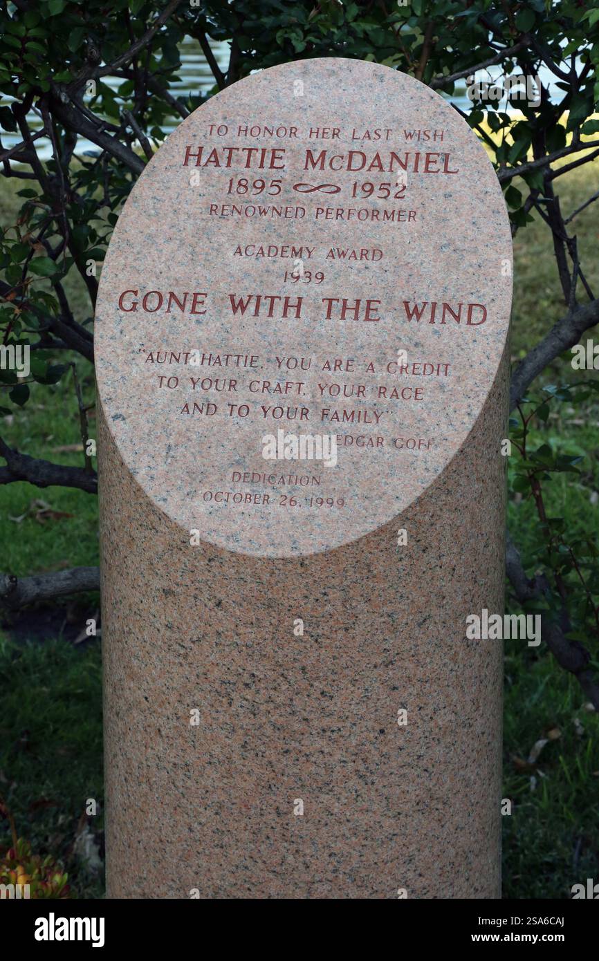 Monument for Hattie McDaniel, actress, at Hollywood Forever Cemetery, Santa Monica Boulevard ...