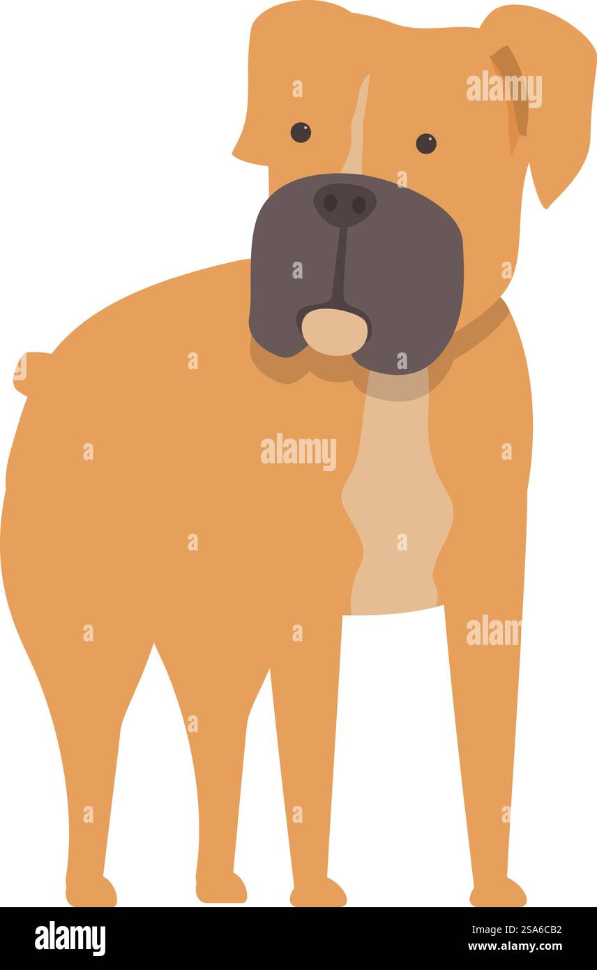 Illustration of a brown and black boxer dog standing and looking ...