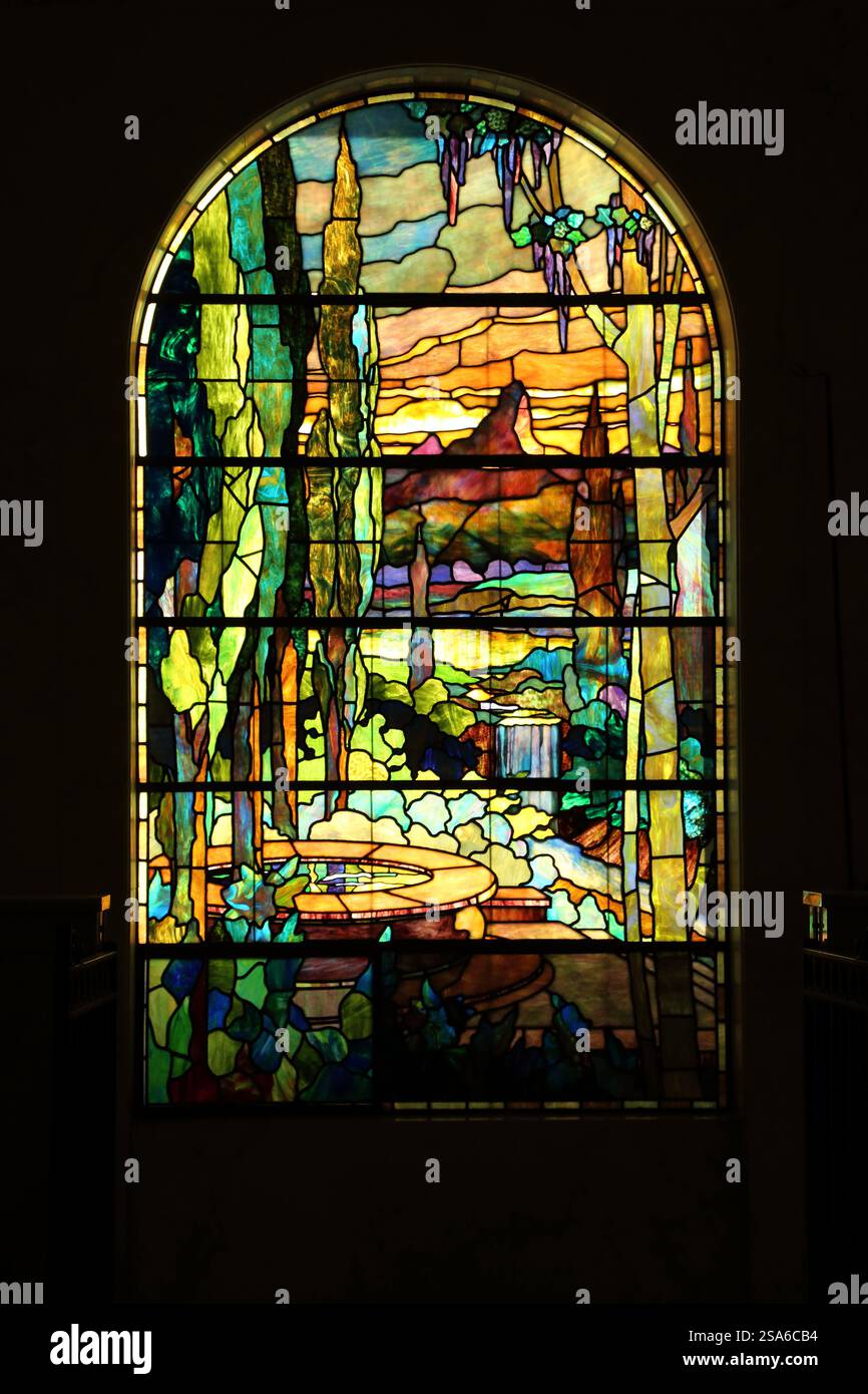 Stained glass window in mausoleum, Hollywood Forever Cemetery, Santa ...