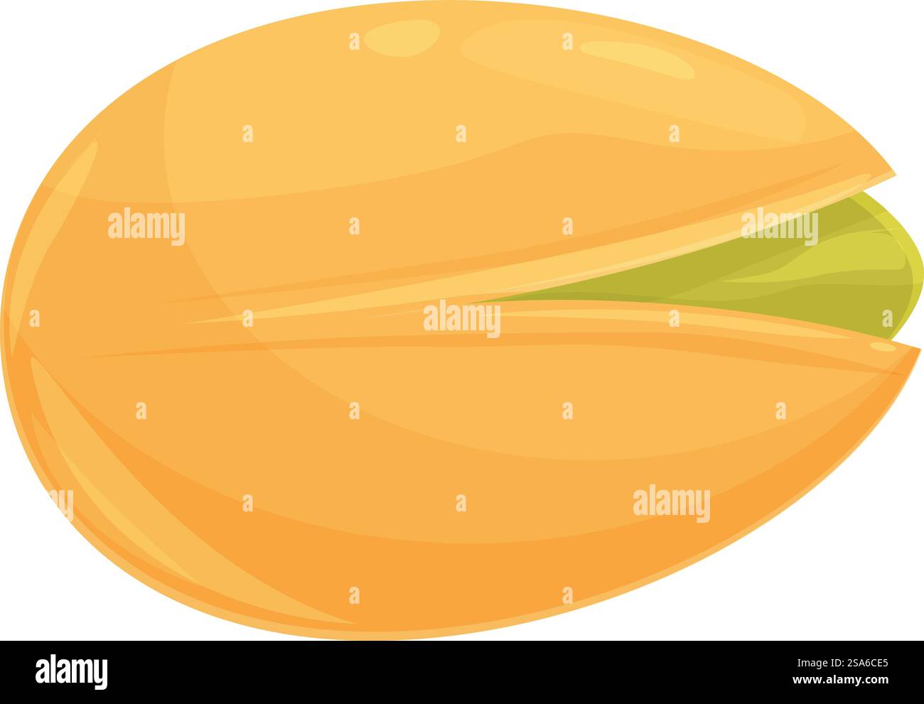 Pistachio nut isolated on white background is showing green kernel. One ...