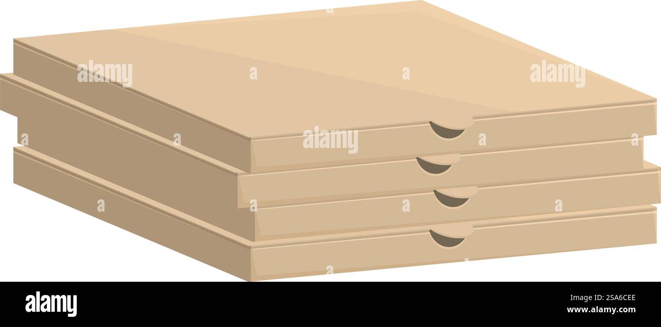 Four closed pizza boxes stacked on top of each other, creating a sense ...