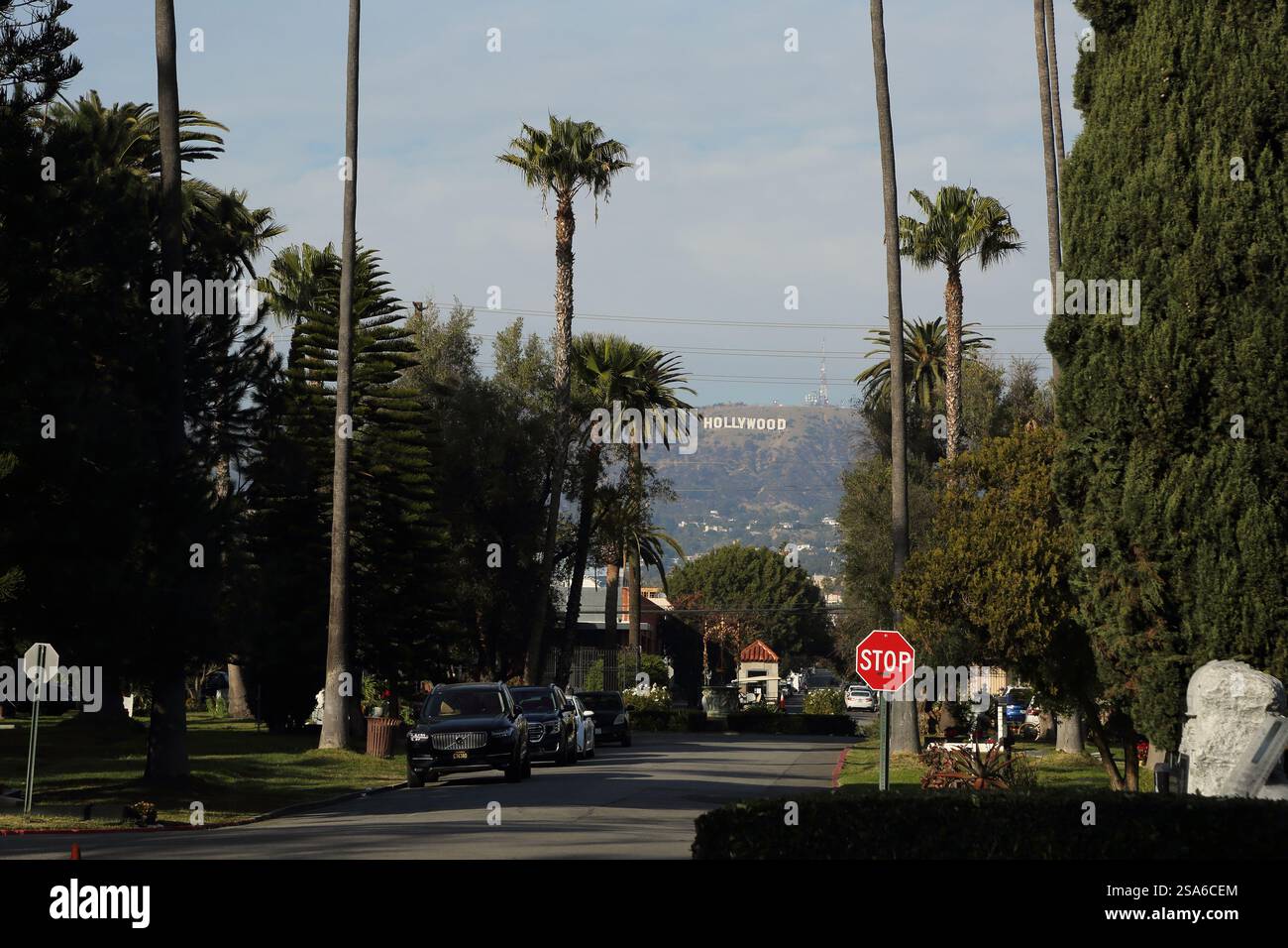 View of famous Hollywood sign from Hollywood Forever Cemetery, Santa ...