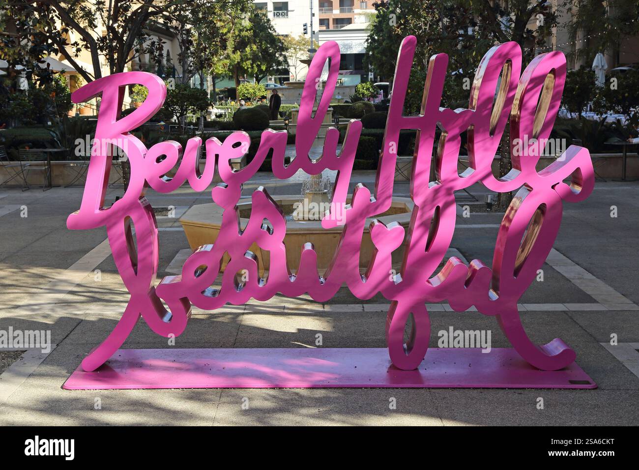 Pink Beverly Hills is Beautiful sign (public art by Mr Brainwash),N ...