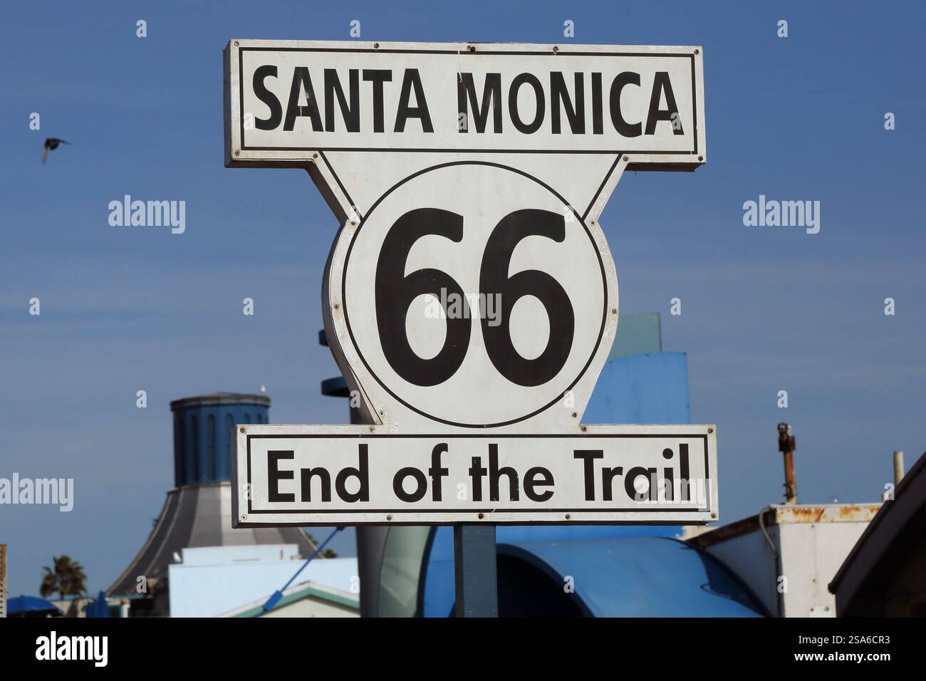 End of Route 66 Trail sign, Santa Monica Pier, Los Angeles, USA Stock ...