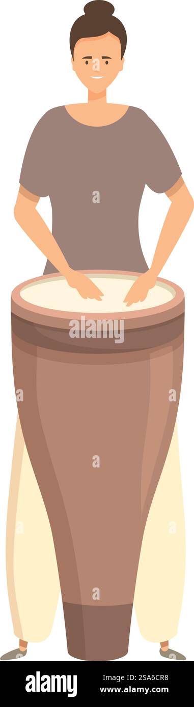 Female musician with a djembe drum, playing traditional african music ...