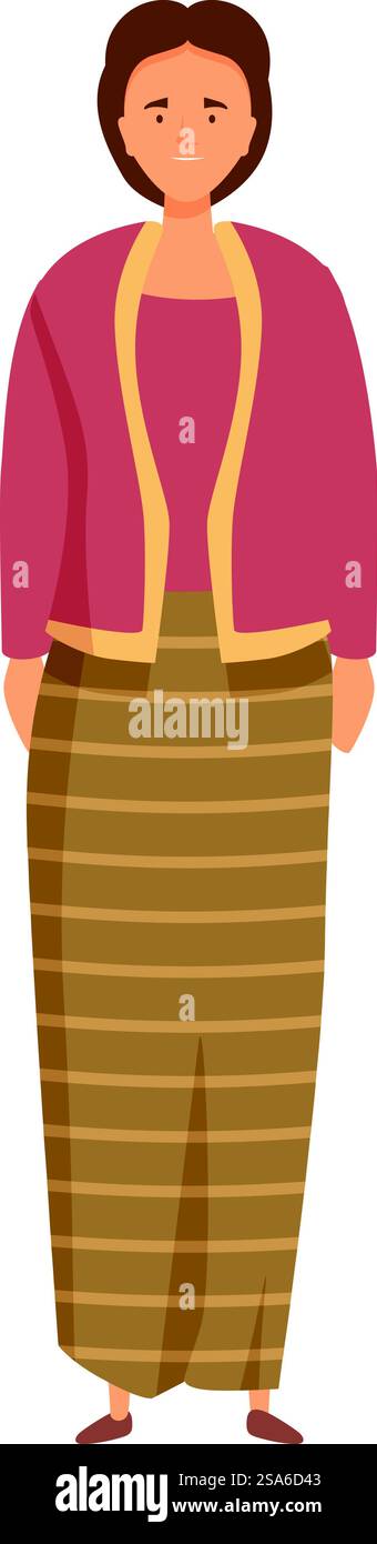 Young burmese woman is standing wearing traditional clothing. Burmese ...