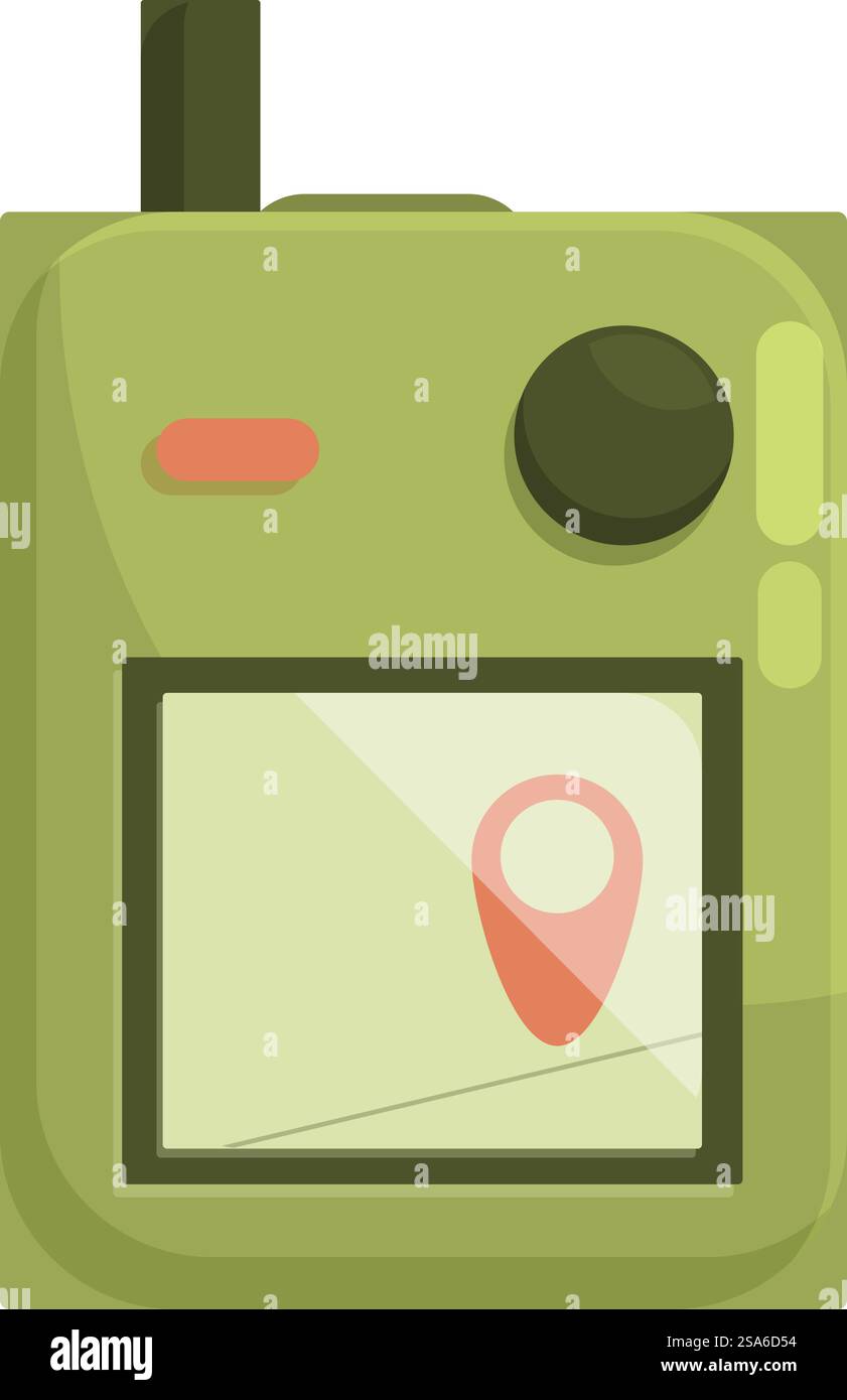 Green gps navigator showing location pin on screen, device for ...