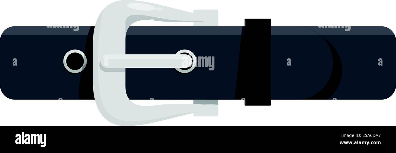 Black leather belt with metal buckle closing on white background. Black ...