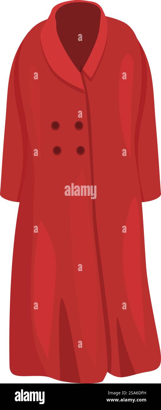 Long red coat hanging on white background representing fashion and ...