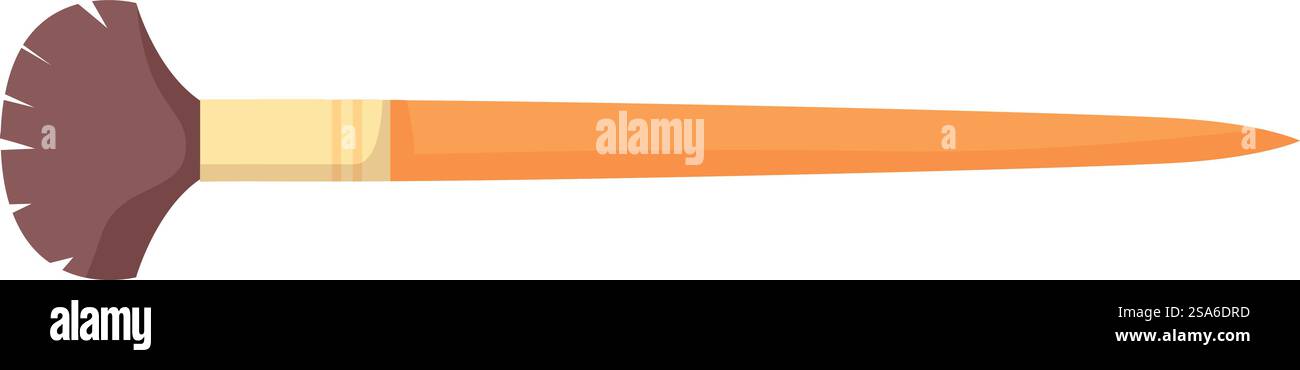 Fan brush with a long orange handle is laying horizontally with the ...