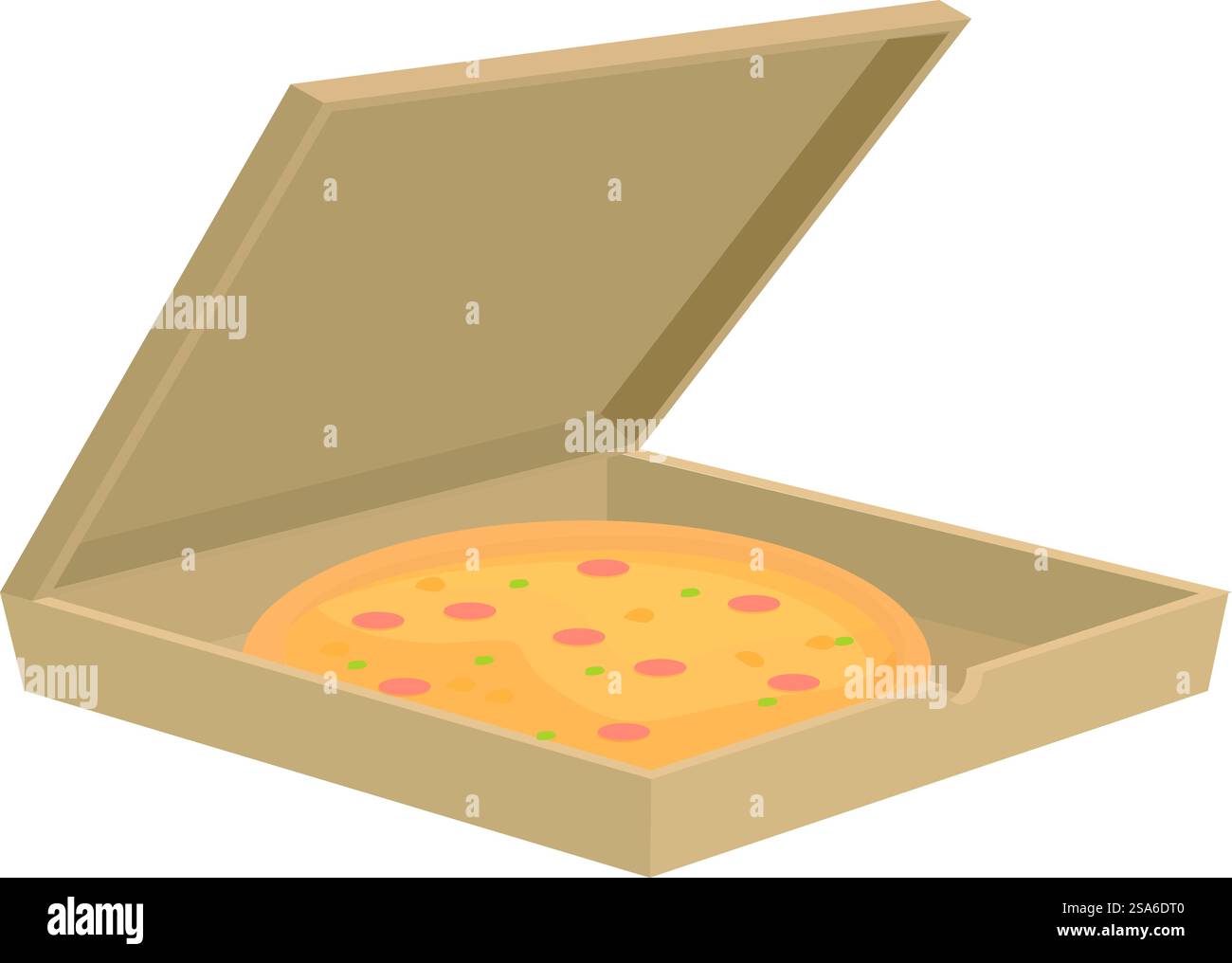 Cardboard pizza box open presenting delicious pizza inside, perfect ...