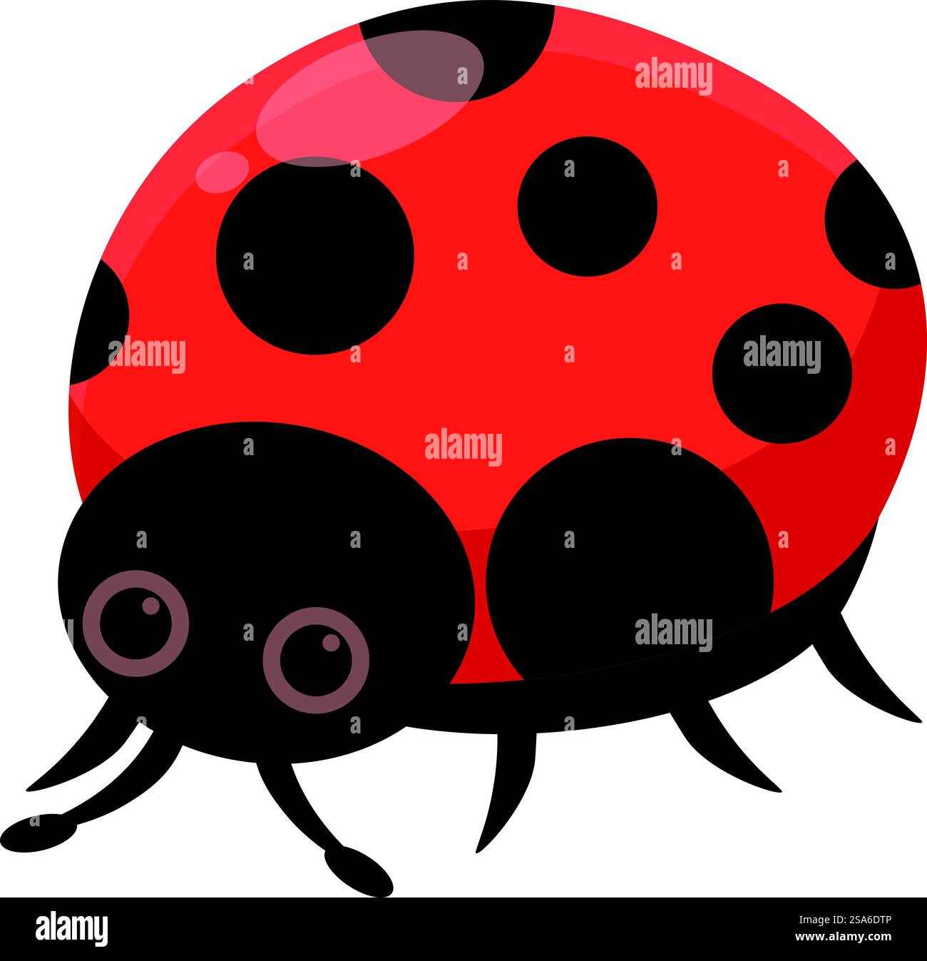 Cartoon ladybug crawling and showing its bright colors. Cute ladybug ...