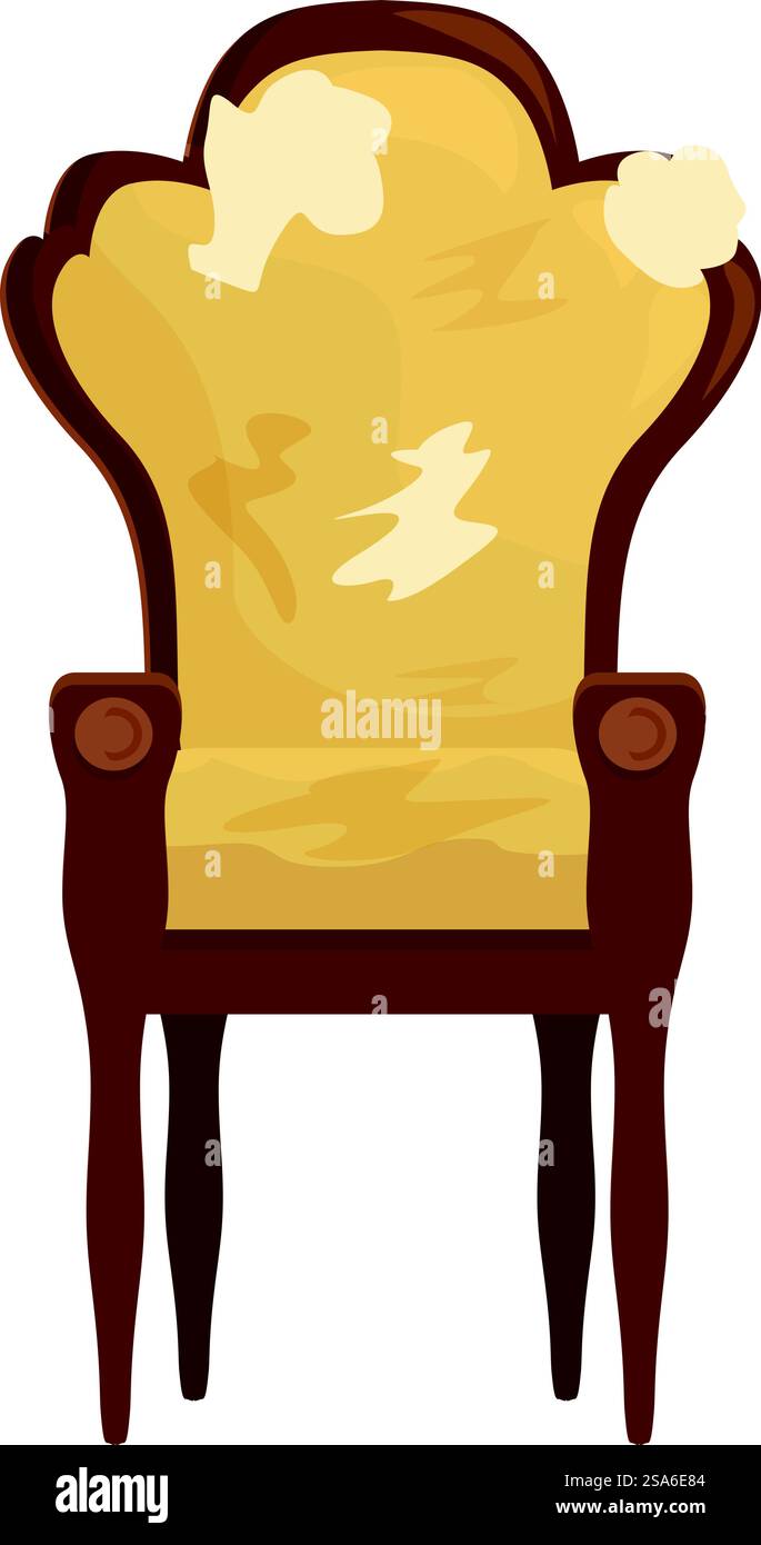 Old fashioned armchair with tall backrest and armrests, fit for a king ...