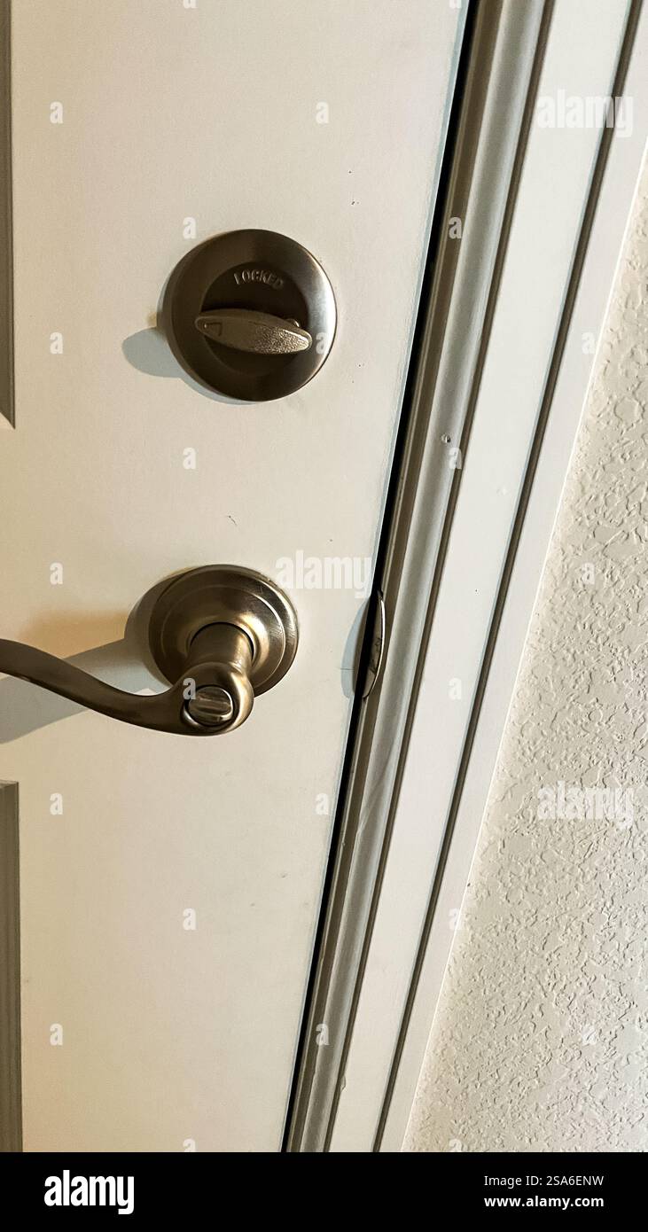Keyed entry door lock with deadbolt installed Stock Photo - Alamy