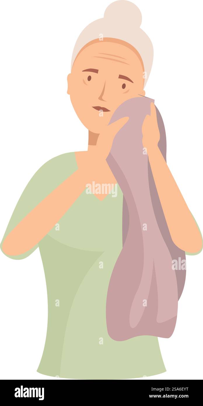 Woman wiping face with towel Stock Vector Images - Alamy