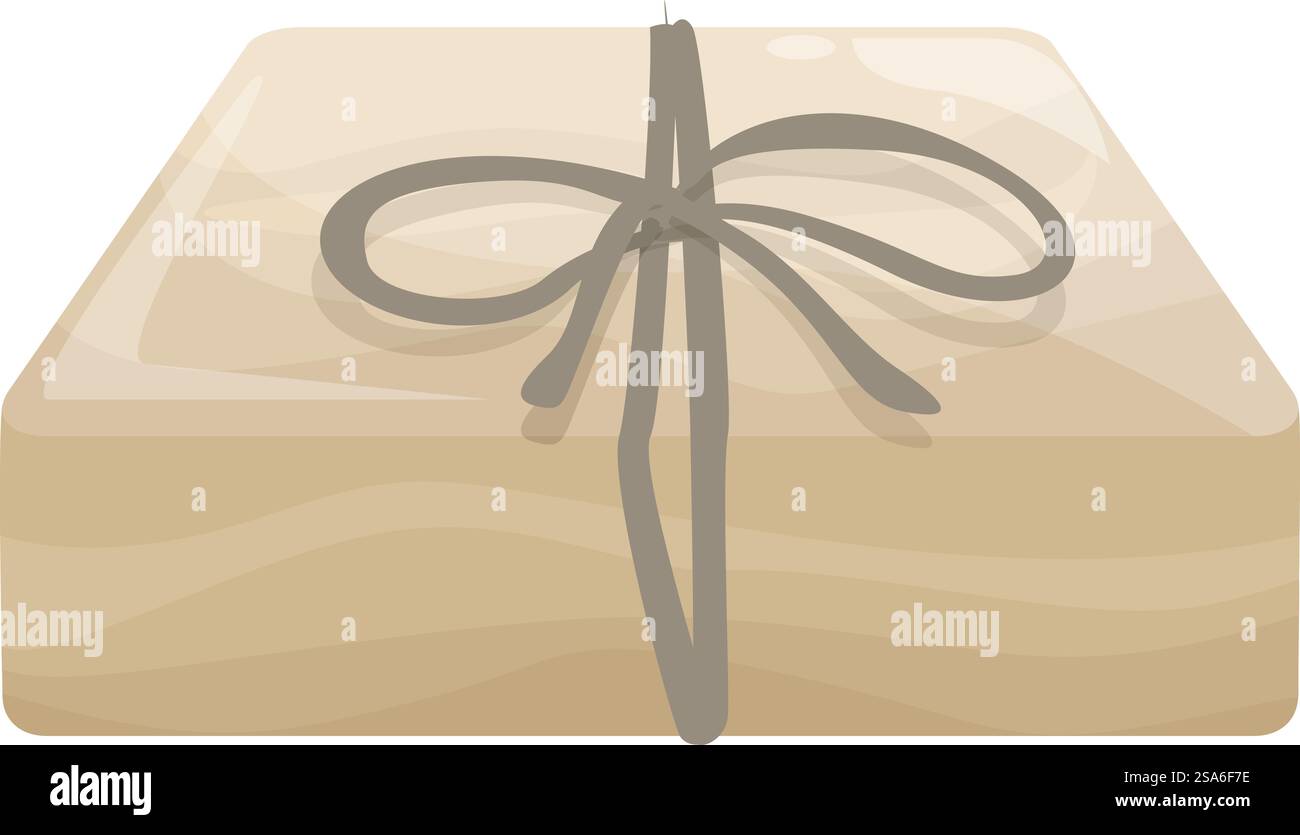 Simple illustration of a rectangular cardboard box wrapped with brown ...