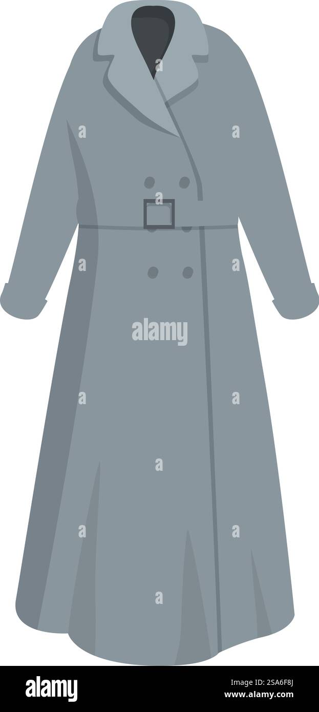 Long grey coat isolated on a white background, warm winter clothing ...