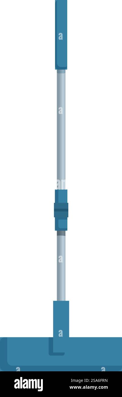 Blue cleaning mop with a long handle is standing upright, ready for ...
