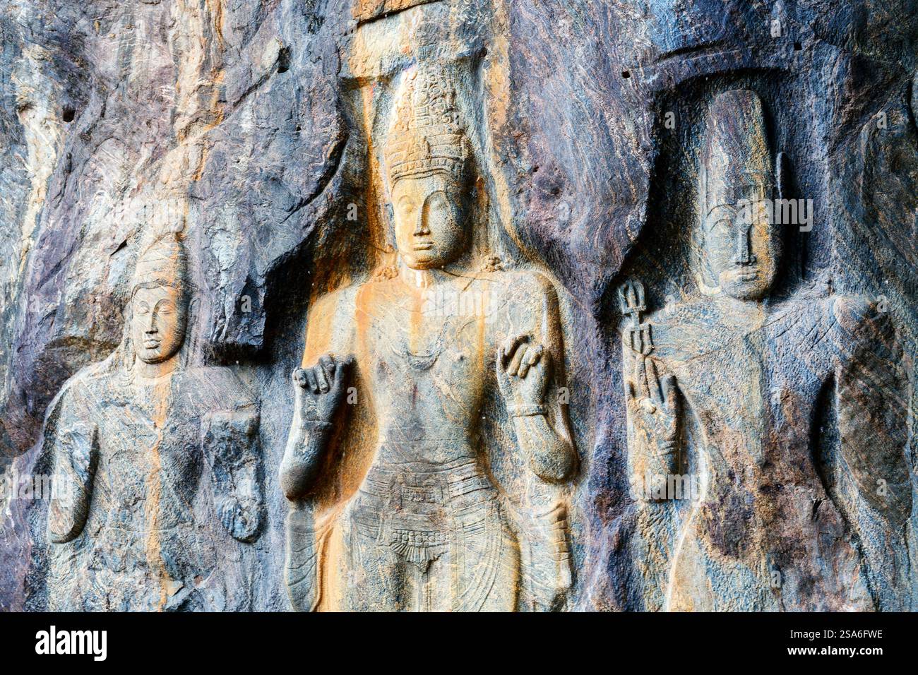 Buduruwagala temple with well preserved carvings on the wall in ...