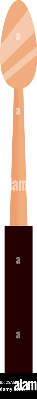 Simple wooden spoon with long handle standing upright on plain white ...