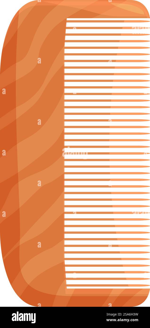 Simple wooden comb with fine teeth lying vertically on white background ...