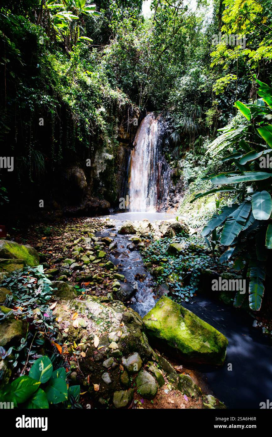 Beautiful landscape of Diamond waterfall on Saint Lucia island in ...