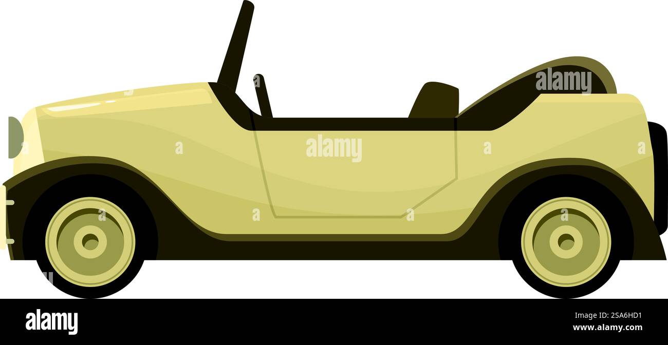 Classic beige convertible car parked in profile, showcasing its vintage ...