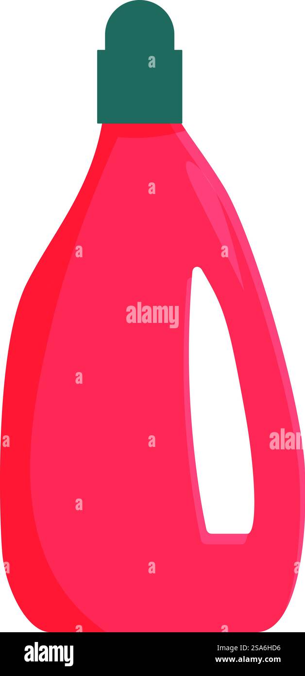 Red plastic detergent bottle with black cap standing up, isolated on ...