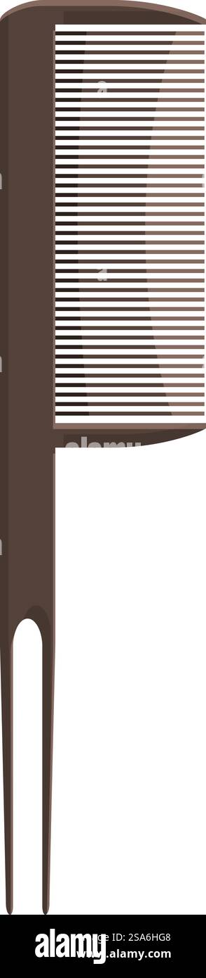 Brown plastic hair comb with handle for professional hairdressers ...