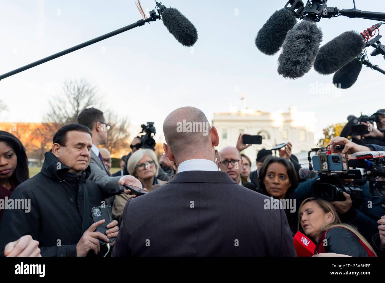 White House deputy chief of staff of policy Stephen Miller speaks with ...