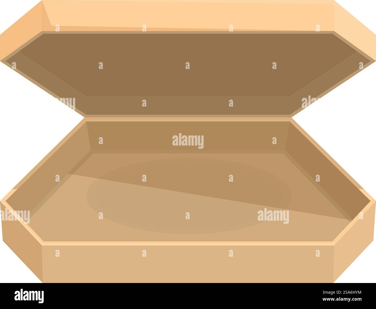 Octagonal cardboard box open, revealing an empty interior, creating a ...