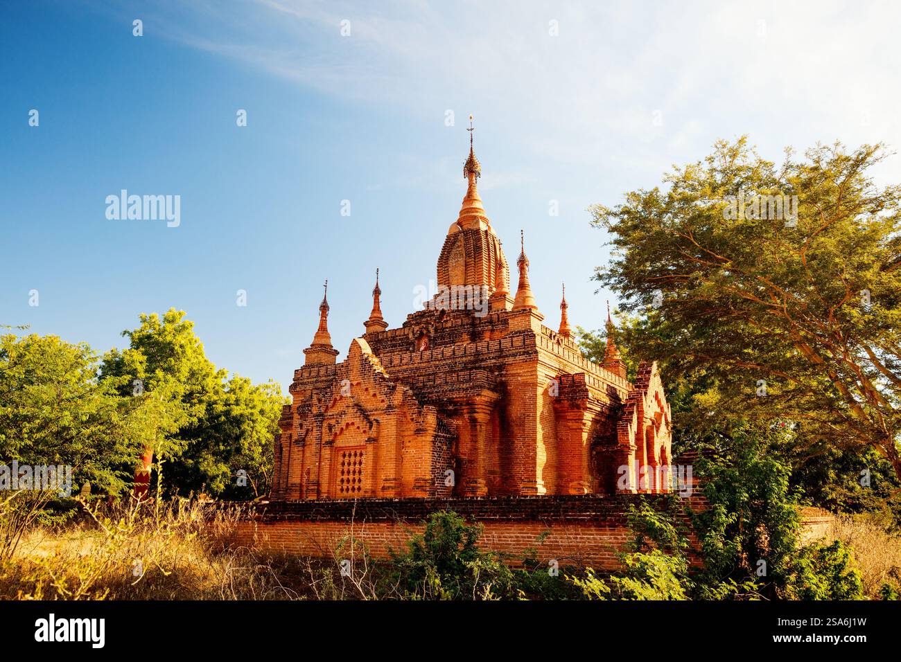 Stunning view of historic buddhist pagoda in Bagan Archeological area ...