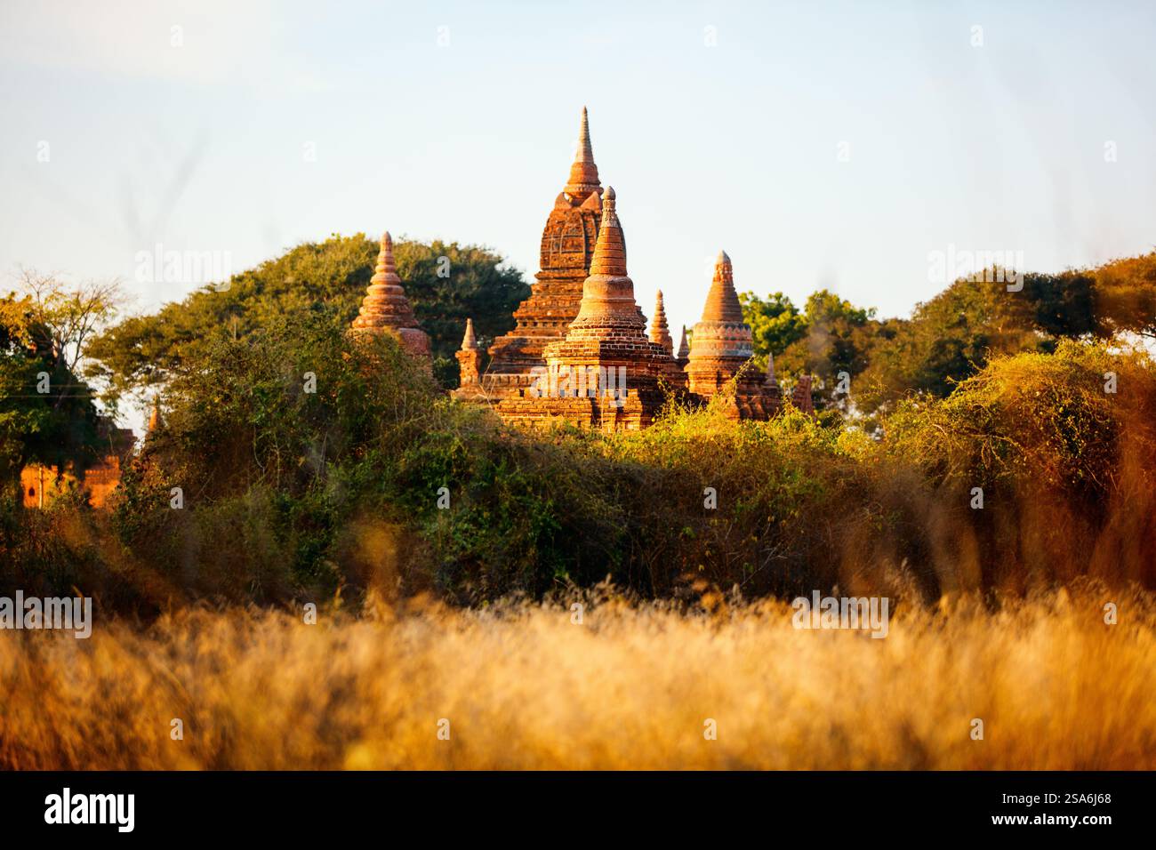 Stunning landscape view of historic buddhist pagodas in Bagan ...