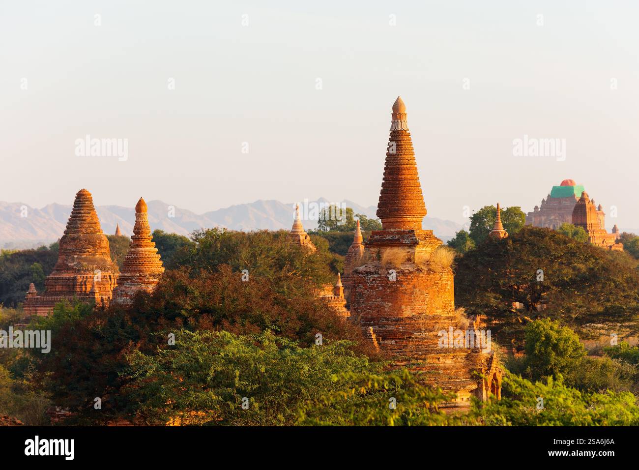 Stunning landscape view of historic buddhist pagodas in Bagan ...