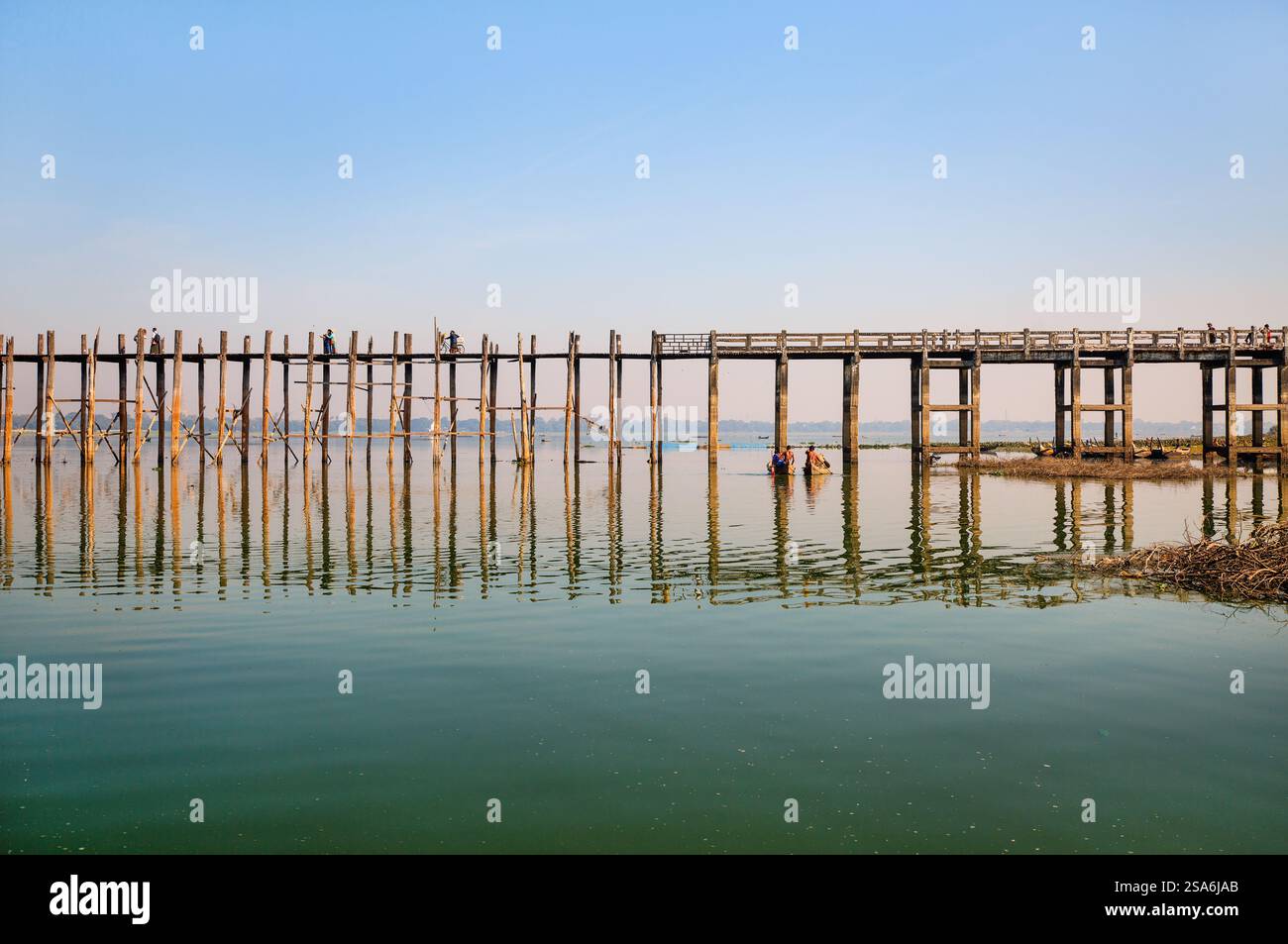 Landscape of U Bein Bridge Myanmar, the longest teak bridge in the ...