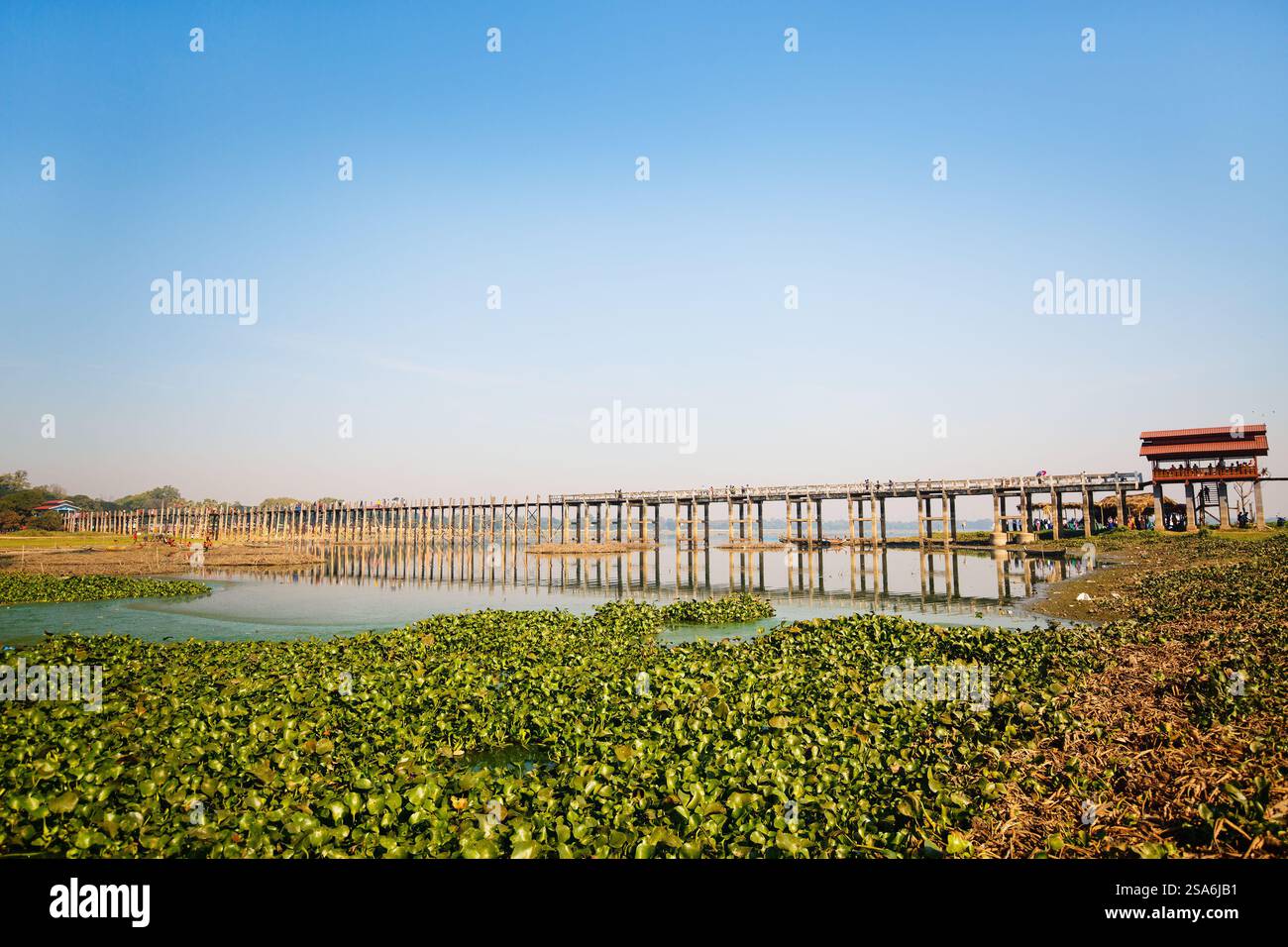 Landscape of U Bein Bridge Myanmar, the longest teak bridge in the ...