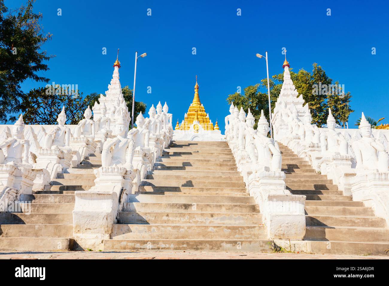 Beautiful white Paya Settawya Temple in Mingun Myanmar Stock Photo - Alamy