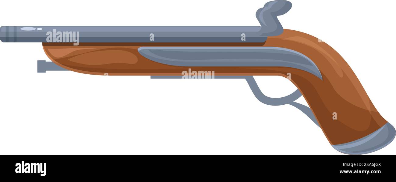 Old musket gun using wood and metal being held by a hunter during a ...