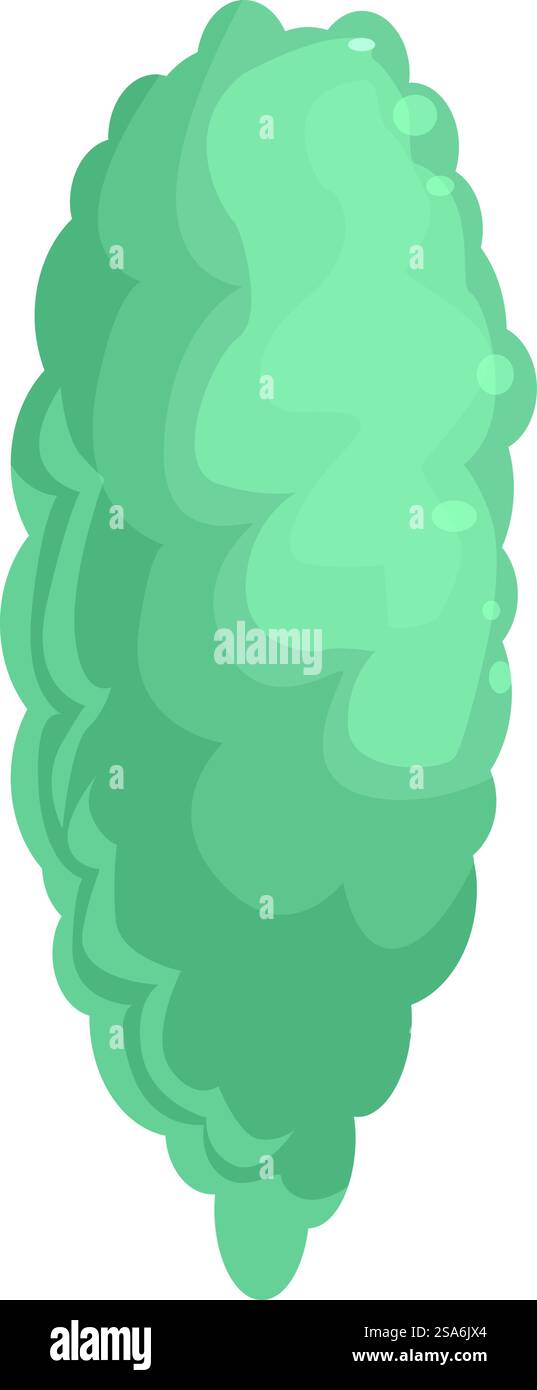 Green smoke cloud floating in the air, abstract illustration in cartoon ...