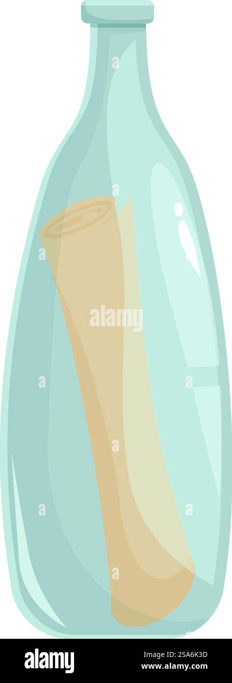 Glass bottle with a rolled up paper message inside. Message in a bottle ...