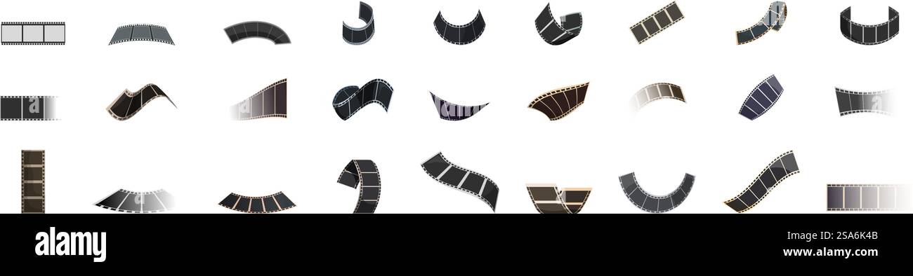 old frame cinematic icons set. Collection of film strip icons in ...