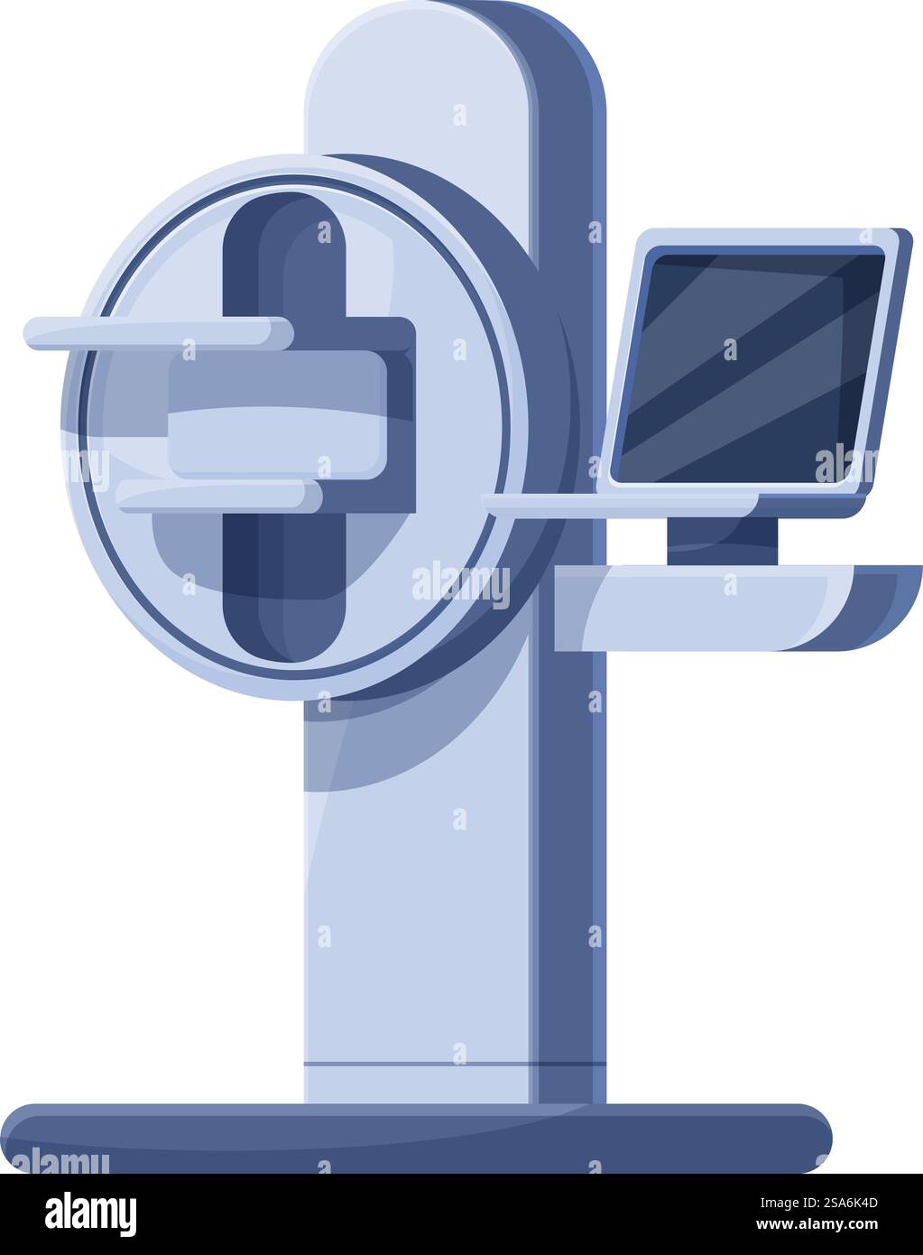 Modern medical computed tomography scanner standing with display for ...